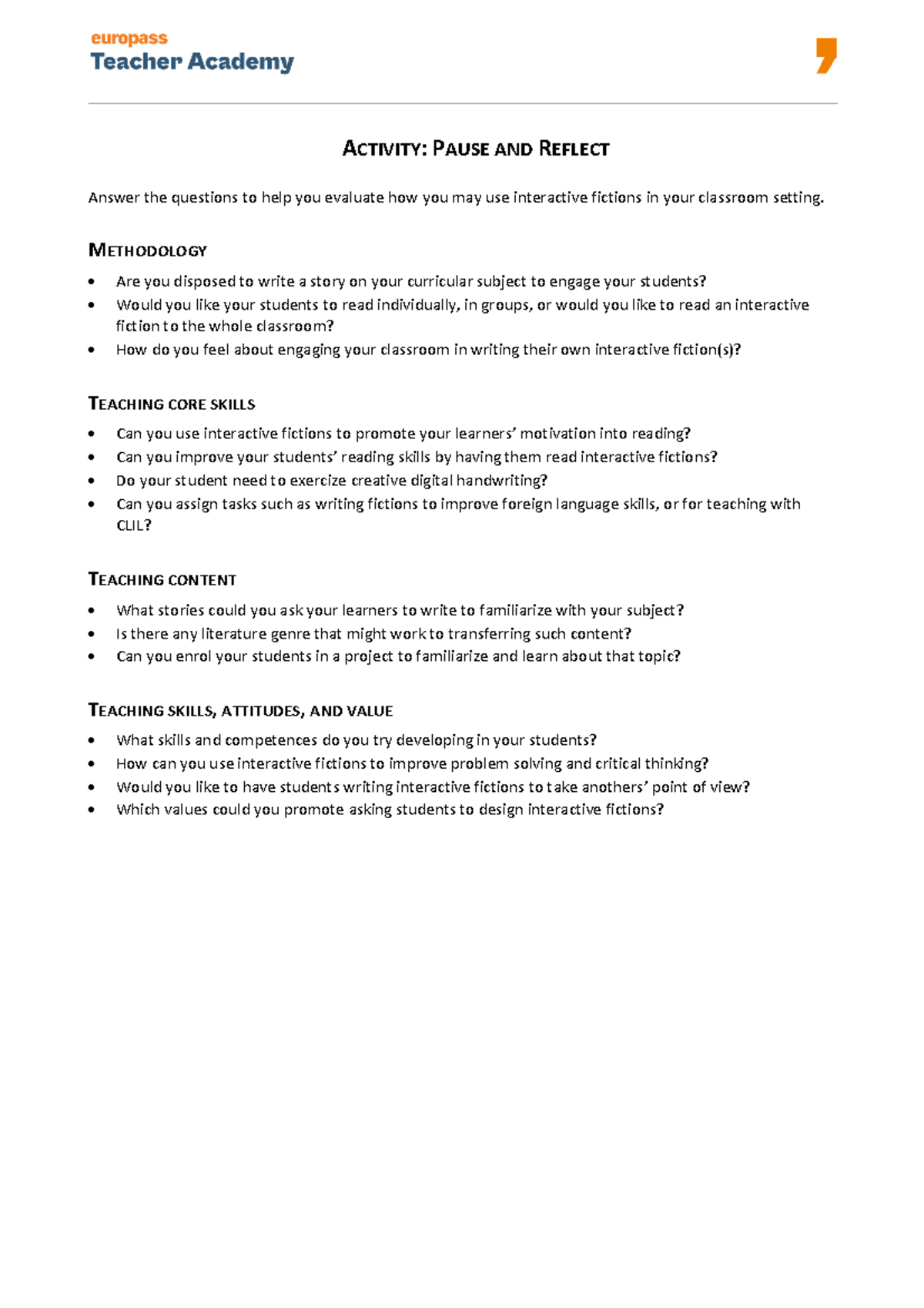 3.2.1. Pause and reflect - ACTIVITY: PAUSE AND REFLECT Answer the ...