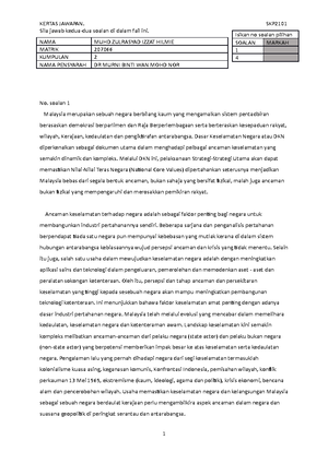 Norhazwani Nordin- KUMP 1 - KERTAS JAWAPAN SKP Isikan no soalan pilihan ...