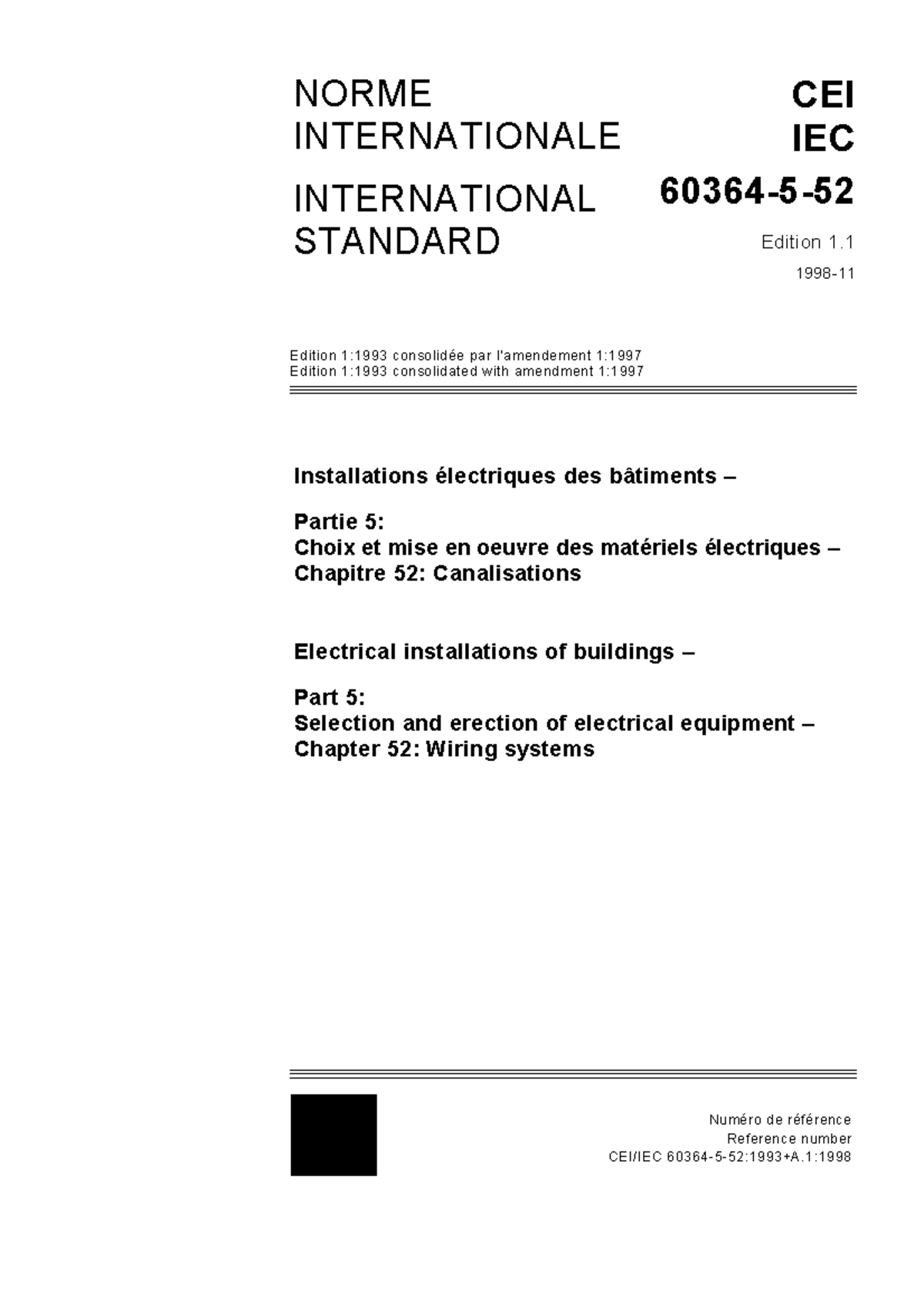 IEC 60364-5-52 - NORMATIVA ELECTRICA - NORME INTERNATIONALE CEI IEC ...