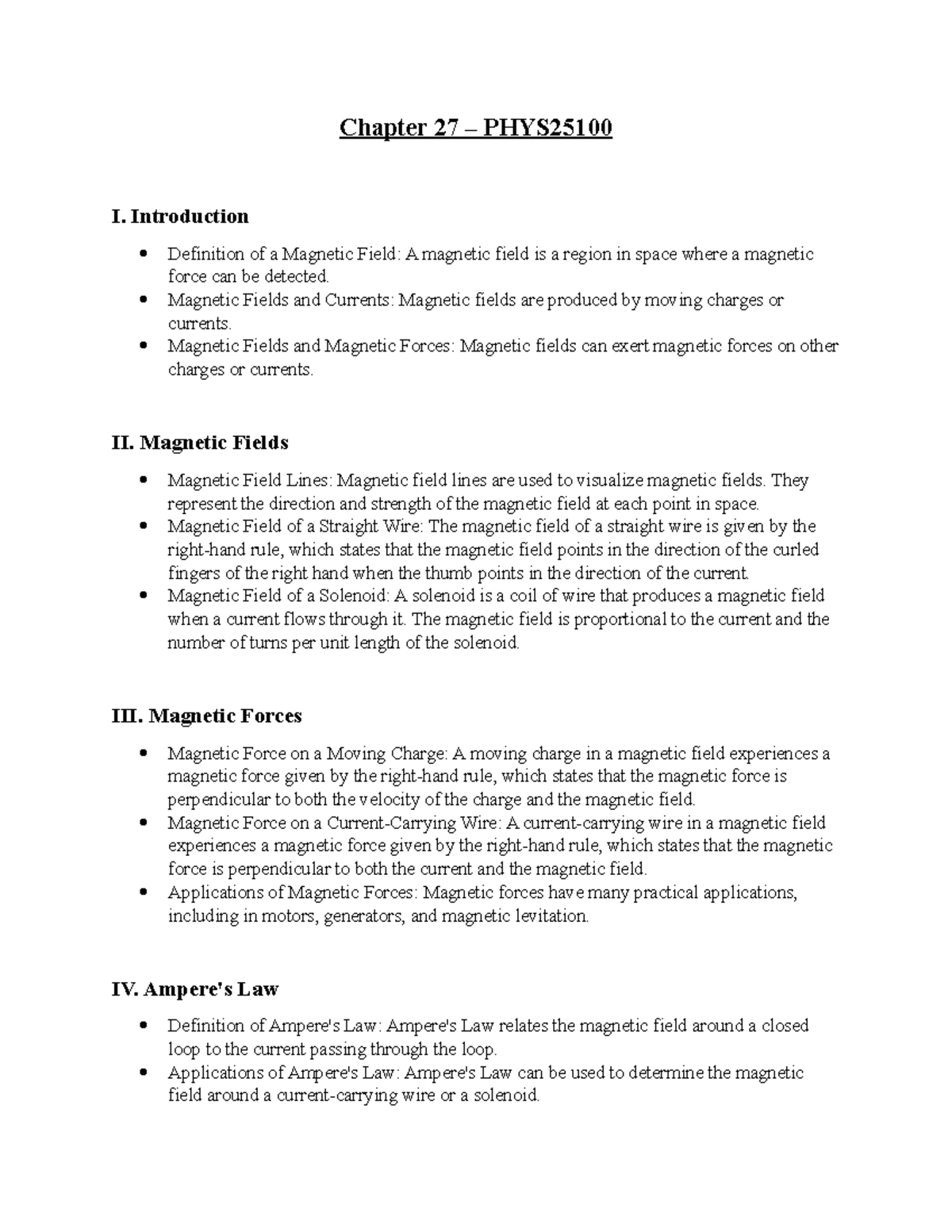 Chapter 27 - PHYS25100 - Summarized, detailed lecture notes - Professor ...