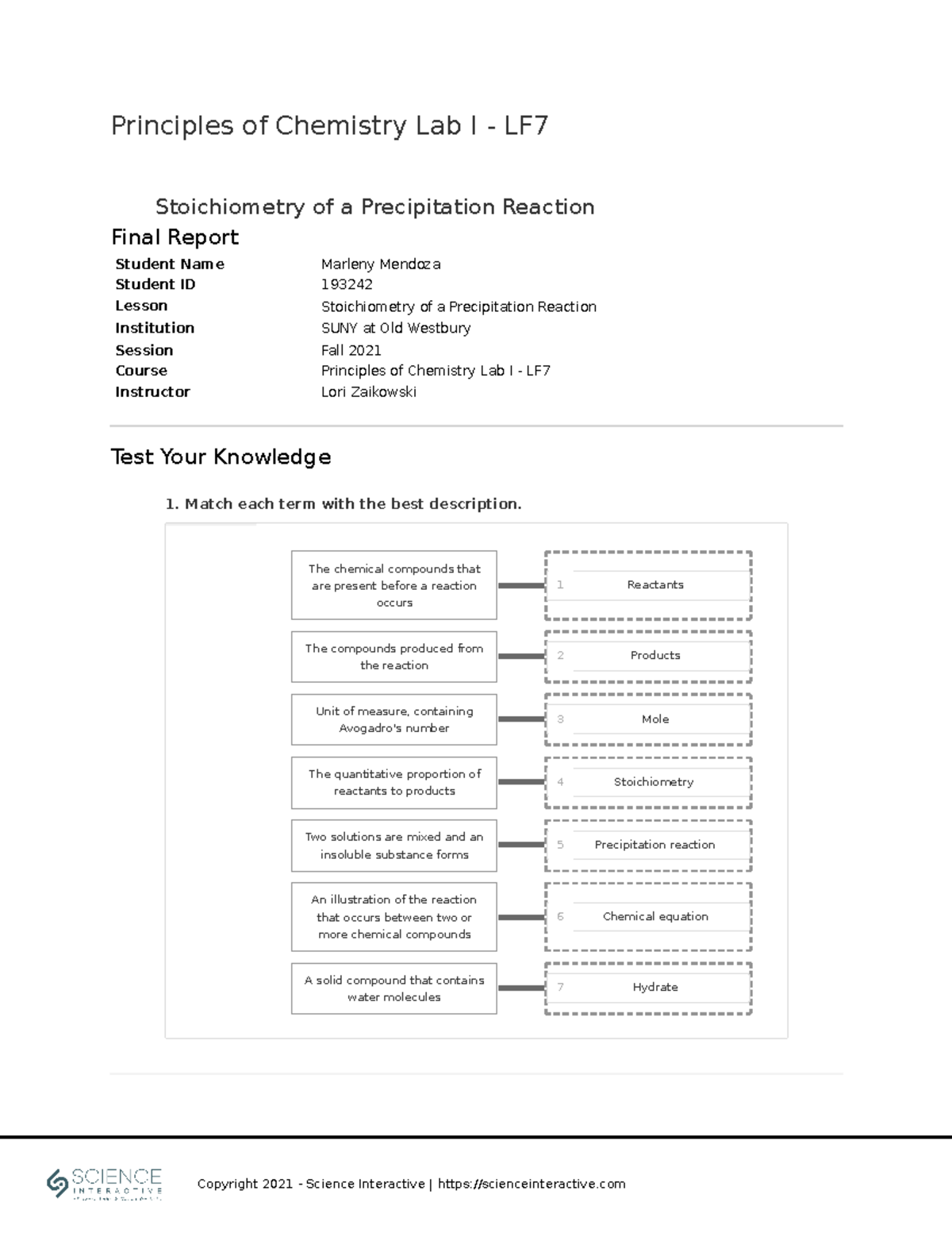 Principlesof Chemistry Lab ILF 7 Stoichiometryofa Precipitation ...