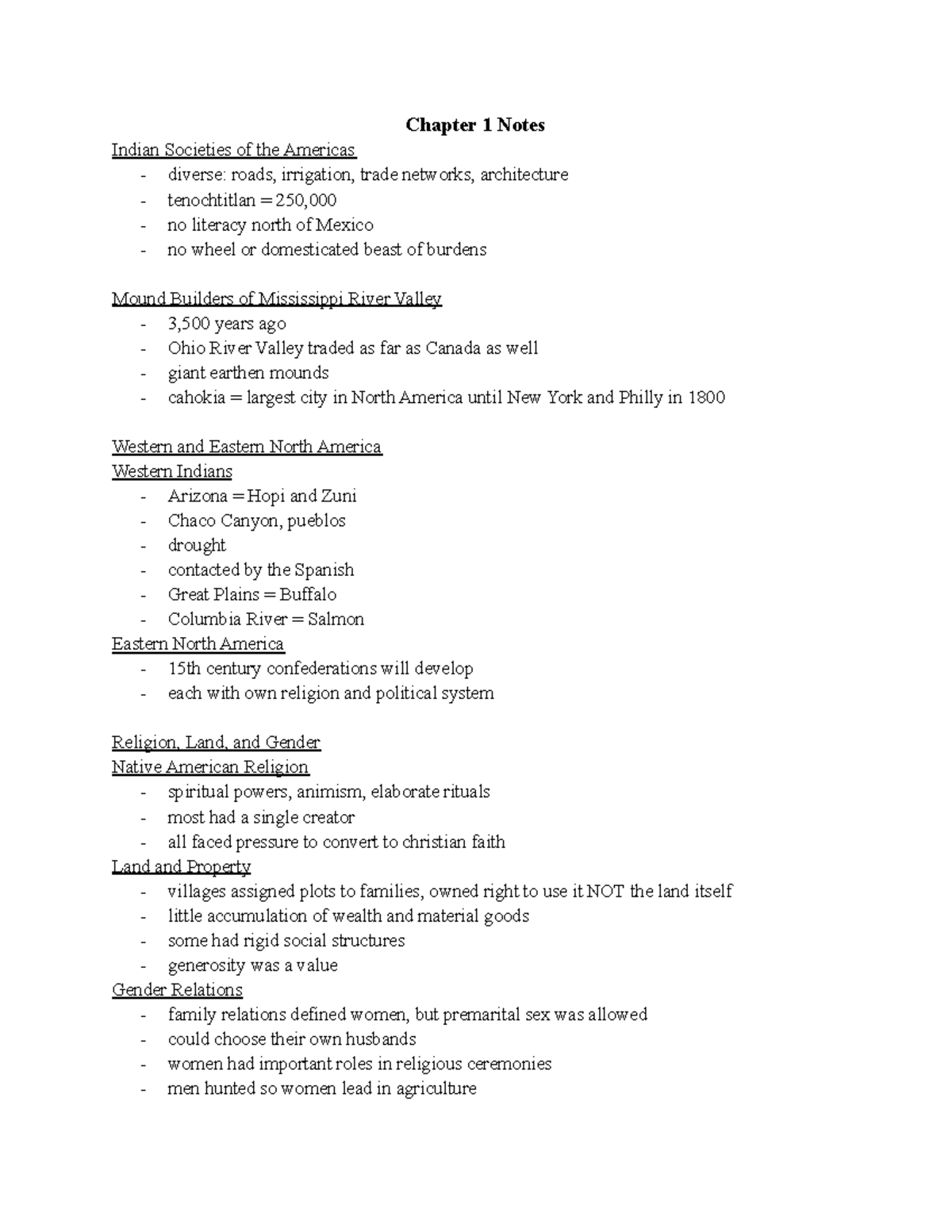 KAYLA KIM- Chapter 1 Notes - Chapter 1 Notes Indian Societies of the ...