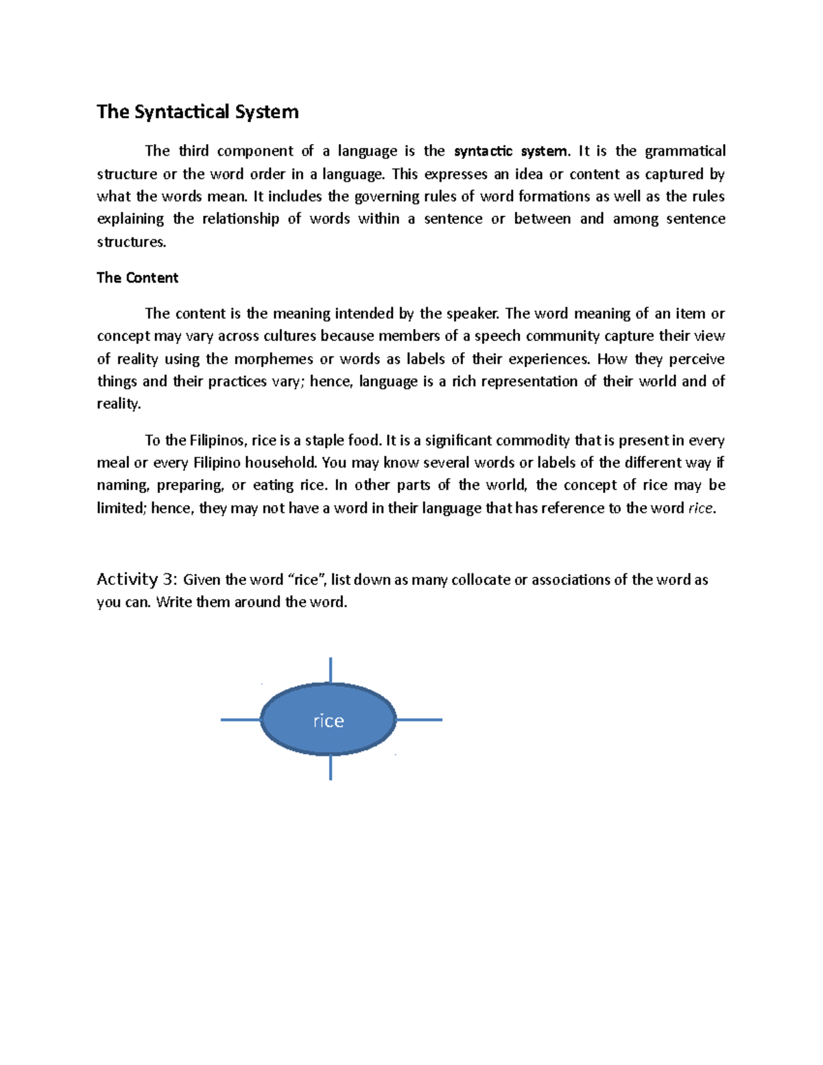 The Syntactical System - It is the grammatical structure or the word ...