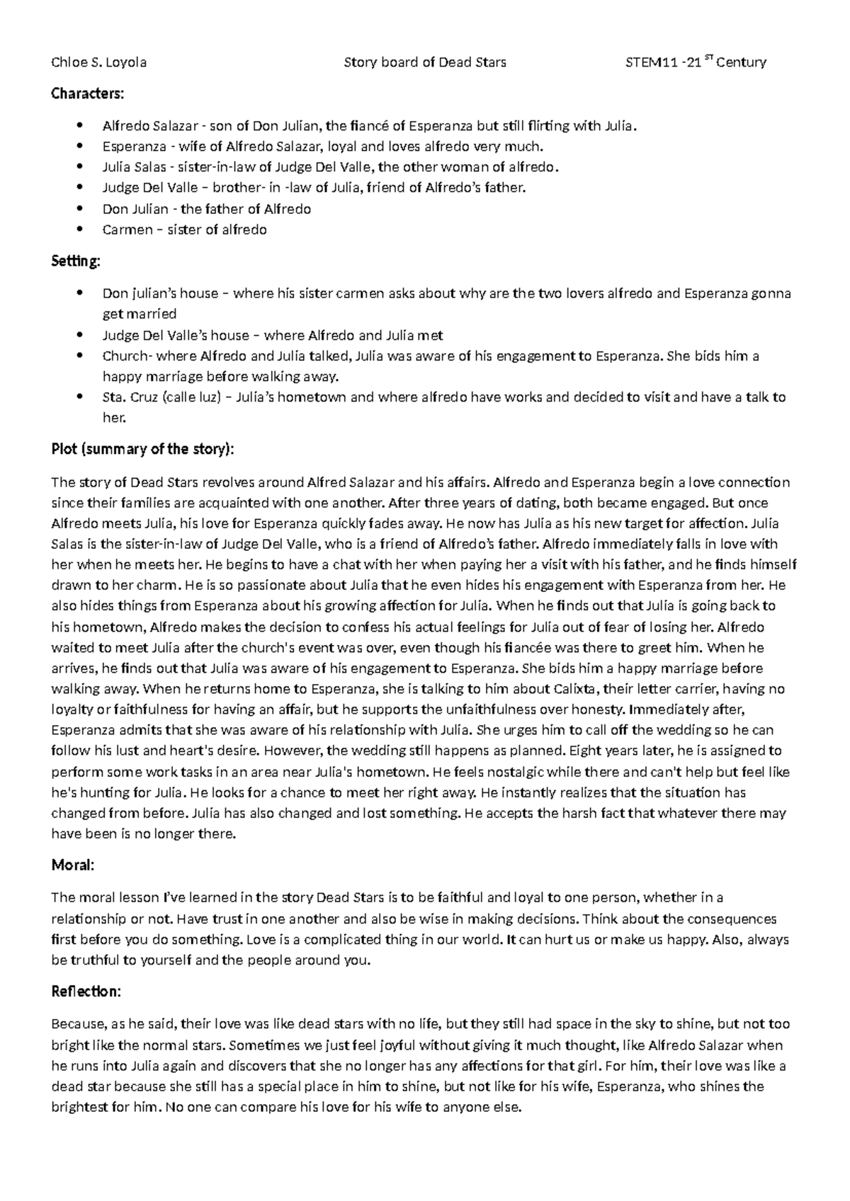 Story board of dead stars - Chloe S. Loyola Story board of Dead Stars ...