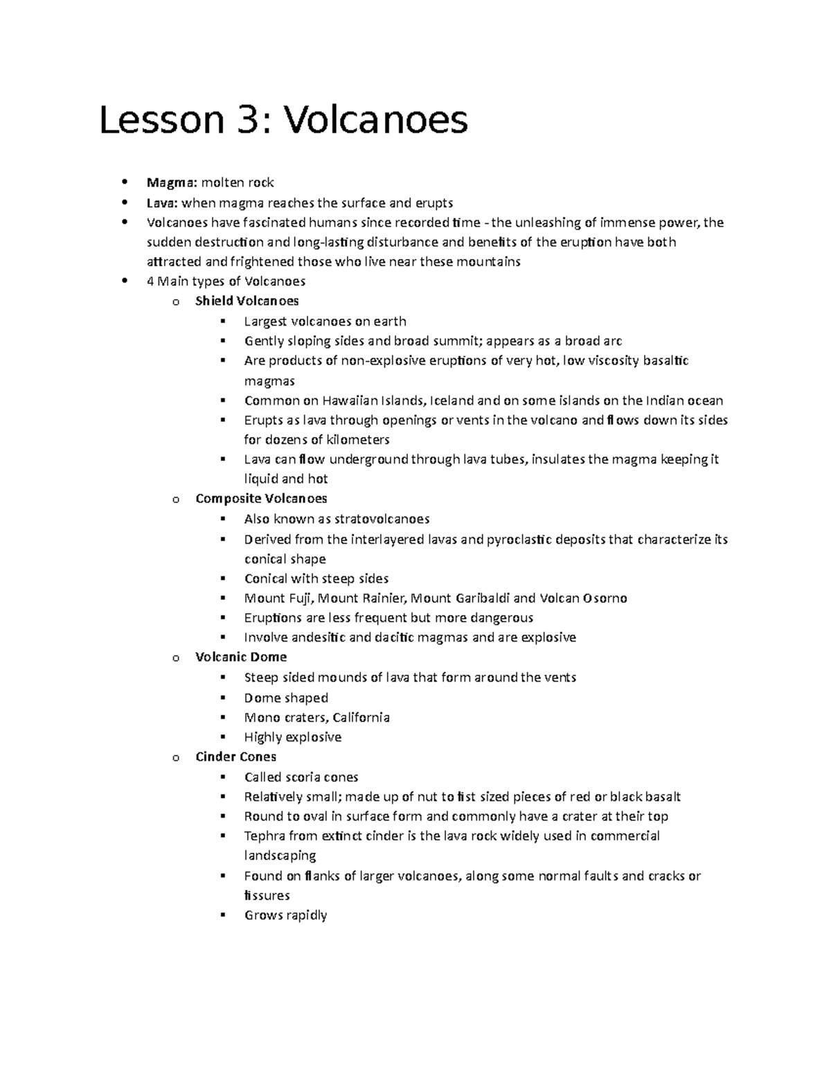 Lesson 2 Earthquakes - lecture notes from 2016 - Lesson 3: Volcanoes ...