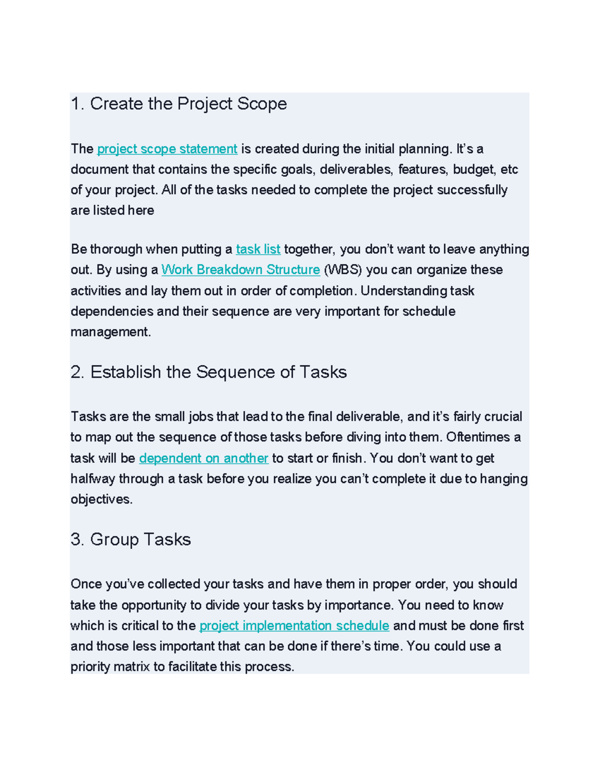 Risk Management Tool Procedure - 1. Create the Project Scope The ...