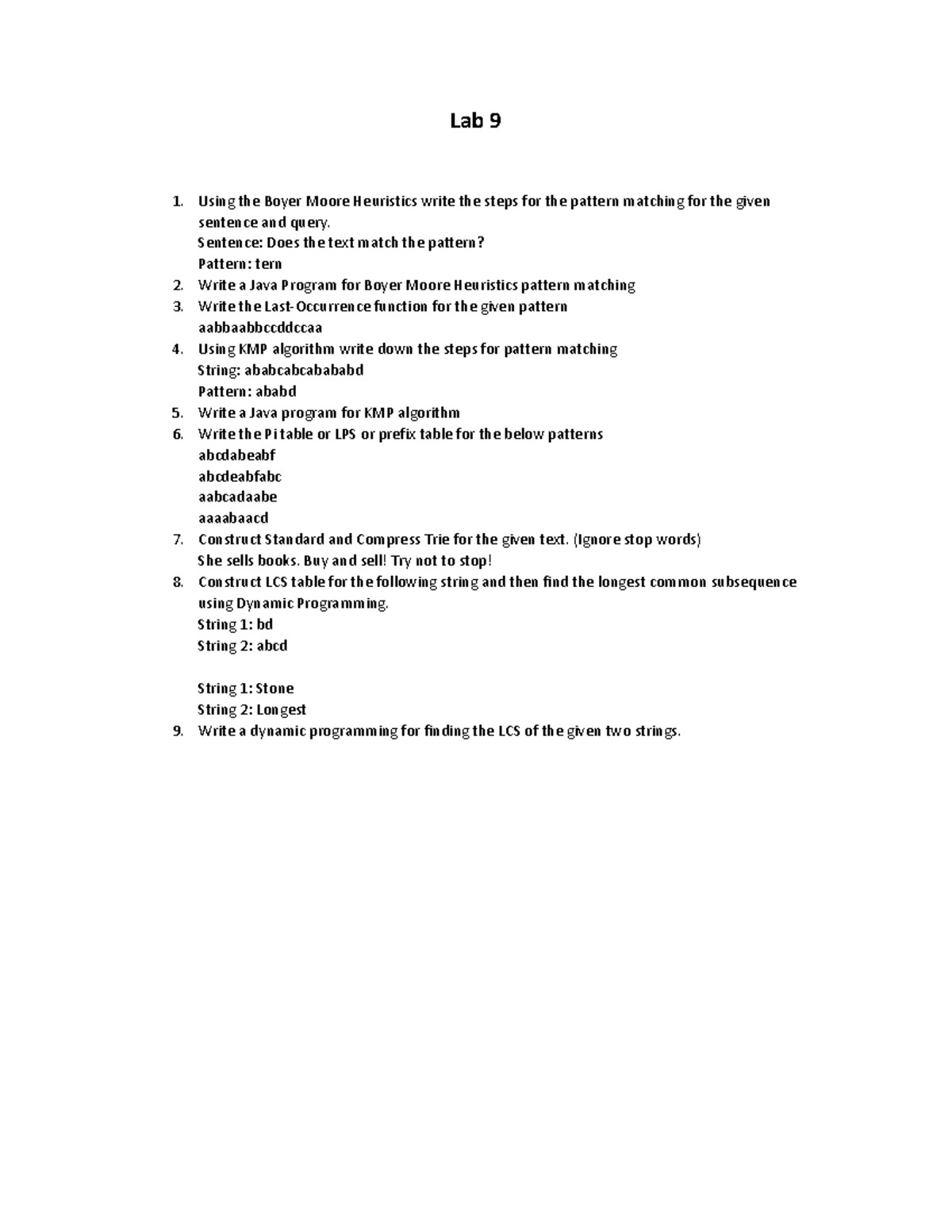 Lab9 - COMP 5511 Desai - Lab 9 Using the Boyer Moore Heuristics write ...