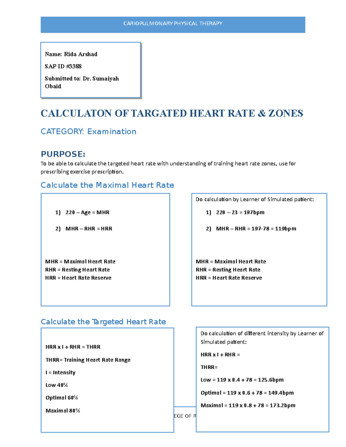 THR Calculator 6 (Rida 3388) - CALCULATON OF TARGATED HEART RATE ...