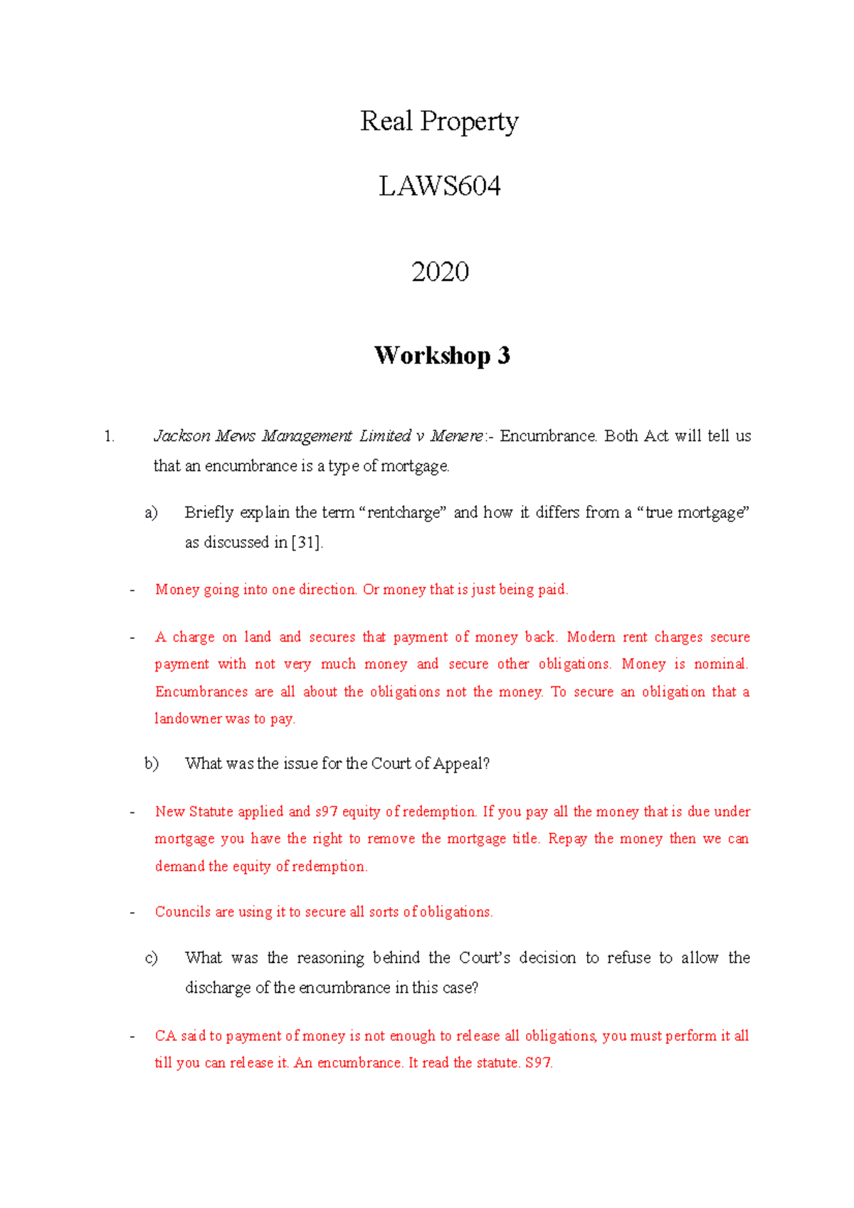 Real Property 2020 workshop week 4 070820 - Real Property LAWS 2020 ...