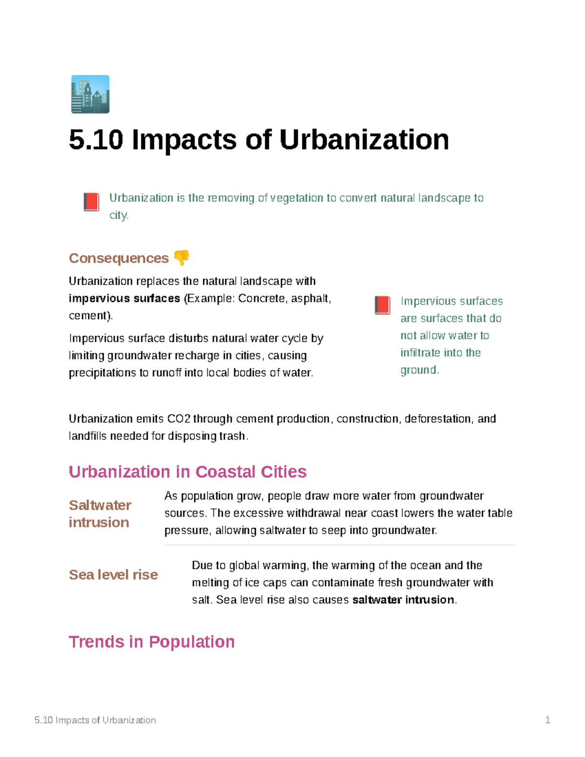 Impacts of urbanization - Consequences