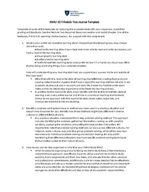 Learning Habits 2-2 Journal - SNHU 107 Module Two Journal Template ...