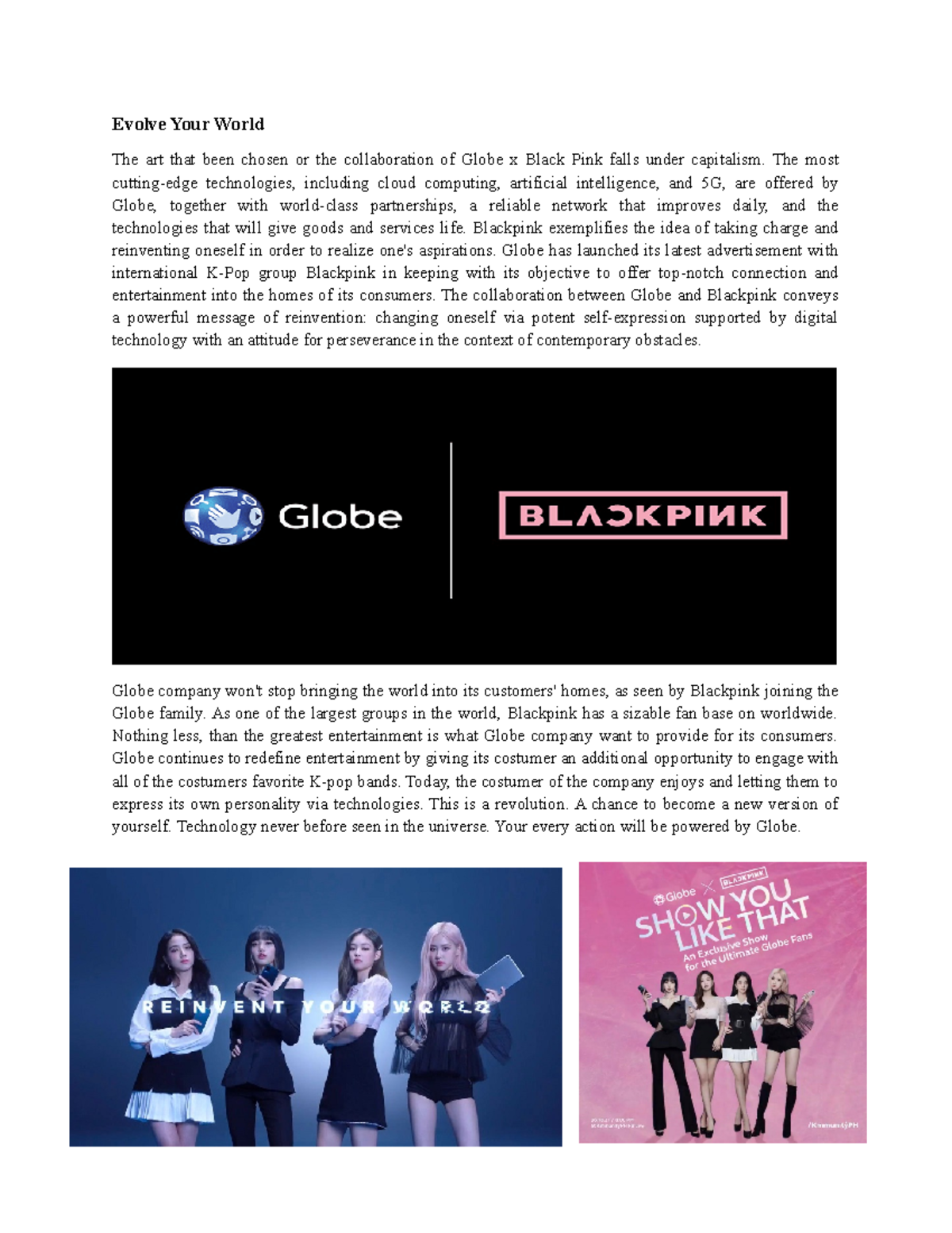 Draft - for research purpose, art appreciation - Evolve Your World The ...