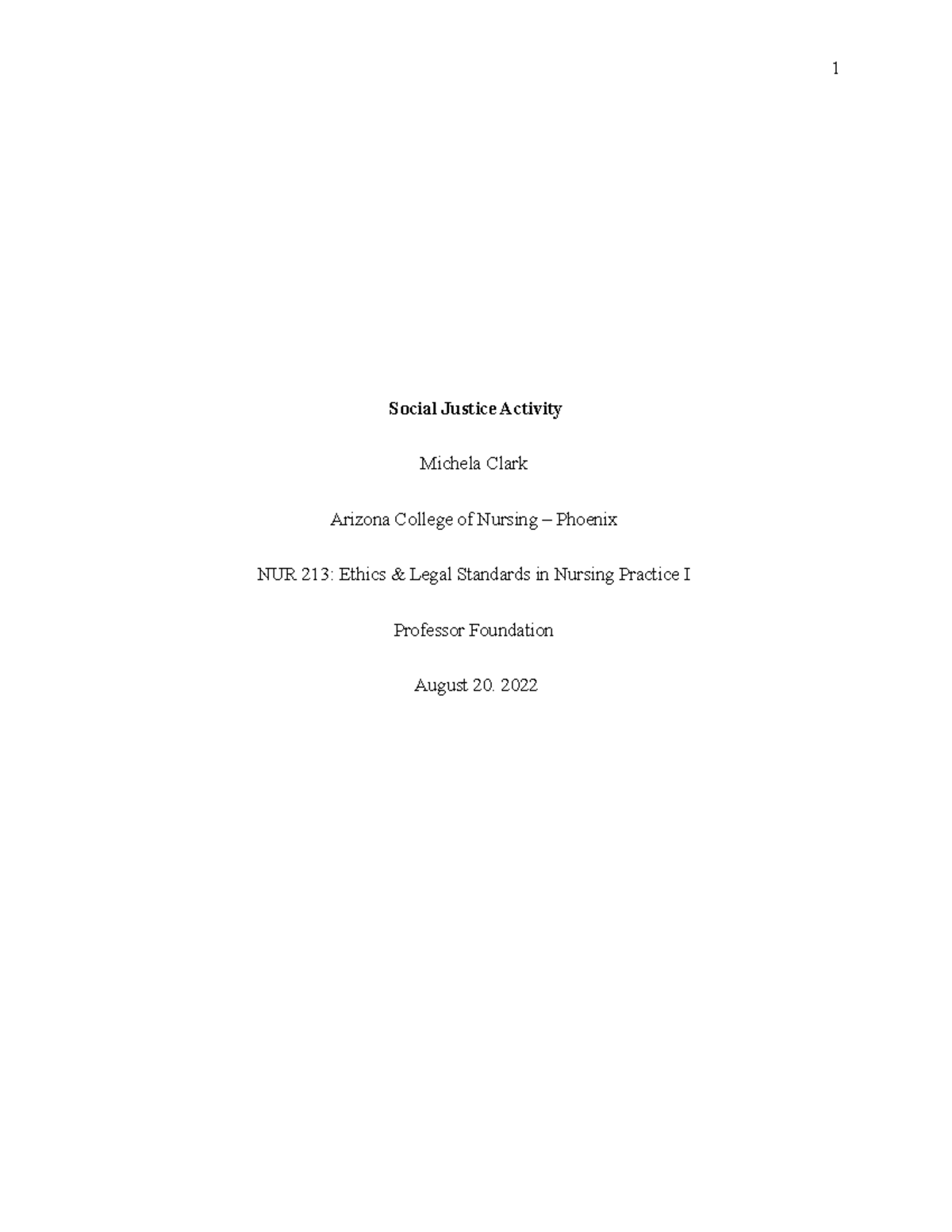 Social Justice Activity Social Justice Activity Michela Clark Arizona