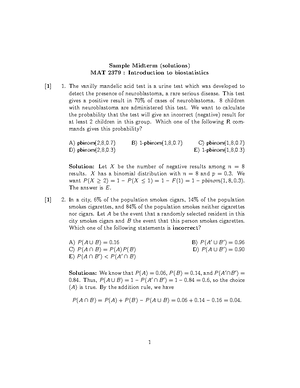 M1 - Formula Sheet - MAT2379 - Studocu