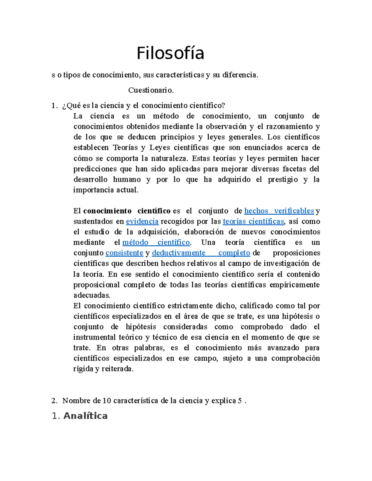 Filosofía - filososfia iv - Filosofía s o tipos de conocimiento, sus ...