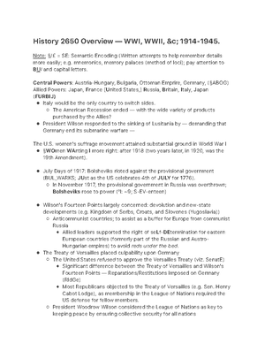 World War I vs World War II - History 2650 Professor Hildonen February ...