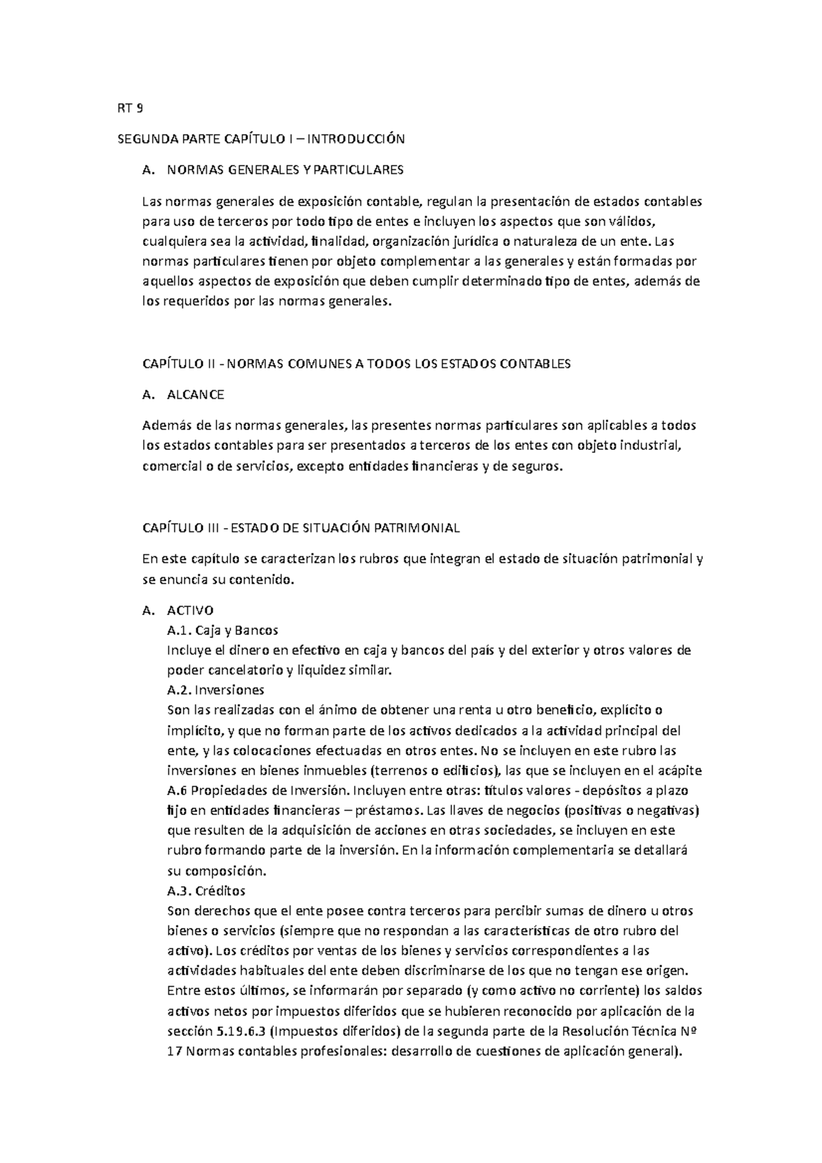 RT 9 - rt - RT 9 SEGUNDA PARTE CAPÍTULO I – INTRODUCCIÓN A. NORMAS ...