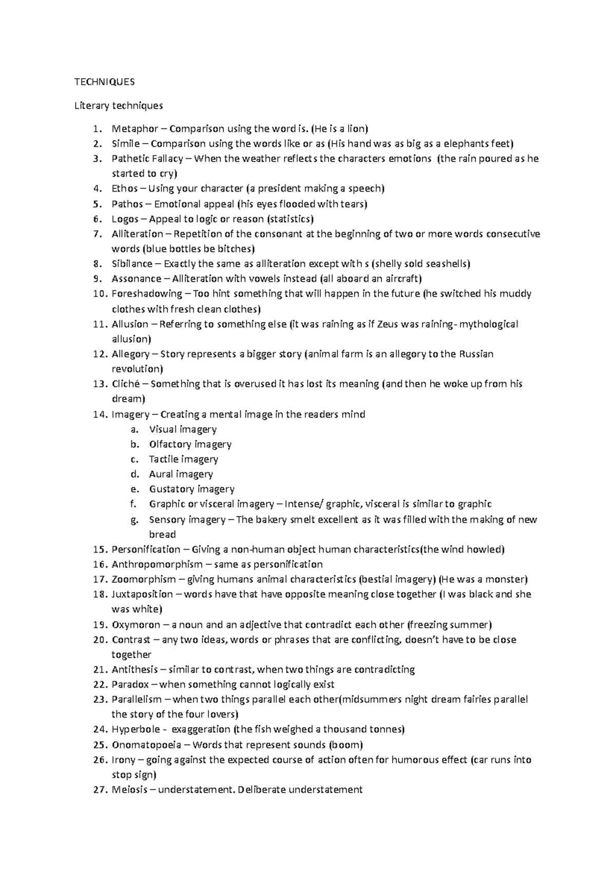 List of Tecniques - ENGADV - USyd - Studocu