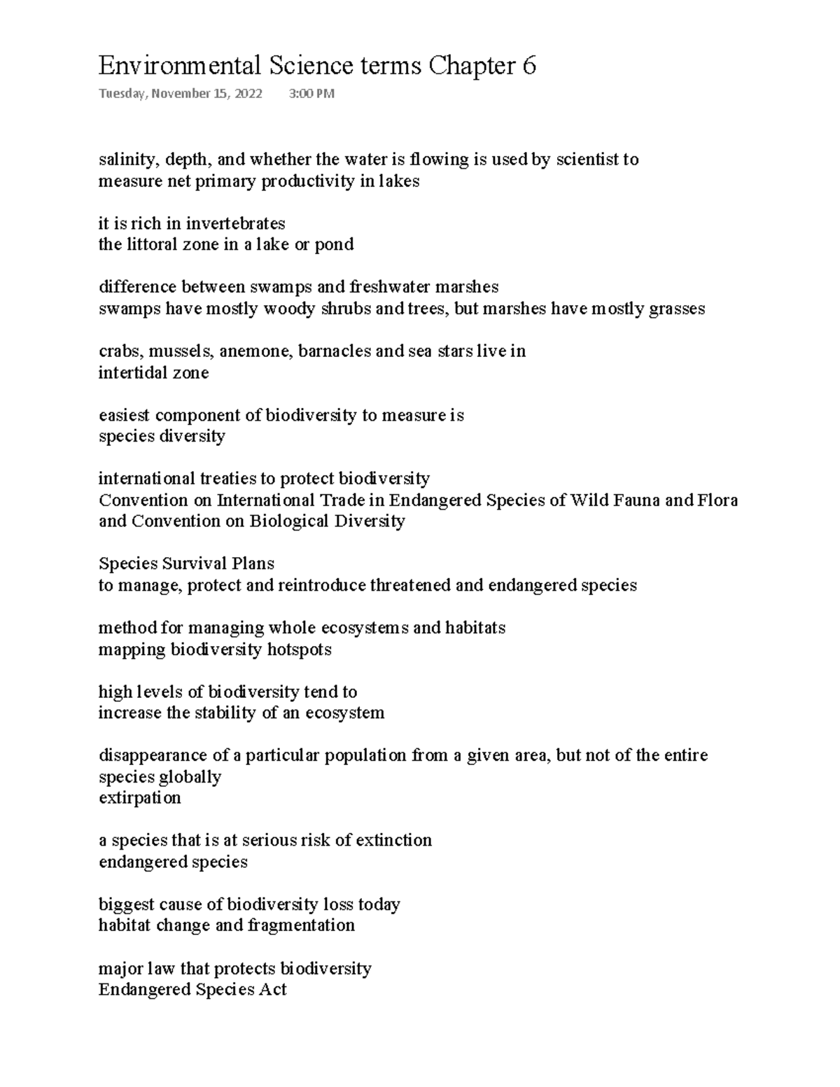 Environmental Science Chapter 6 terms - salinity, depth, and whether ...
