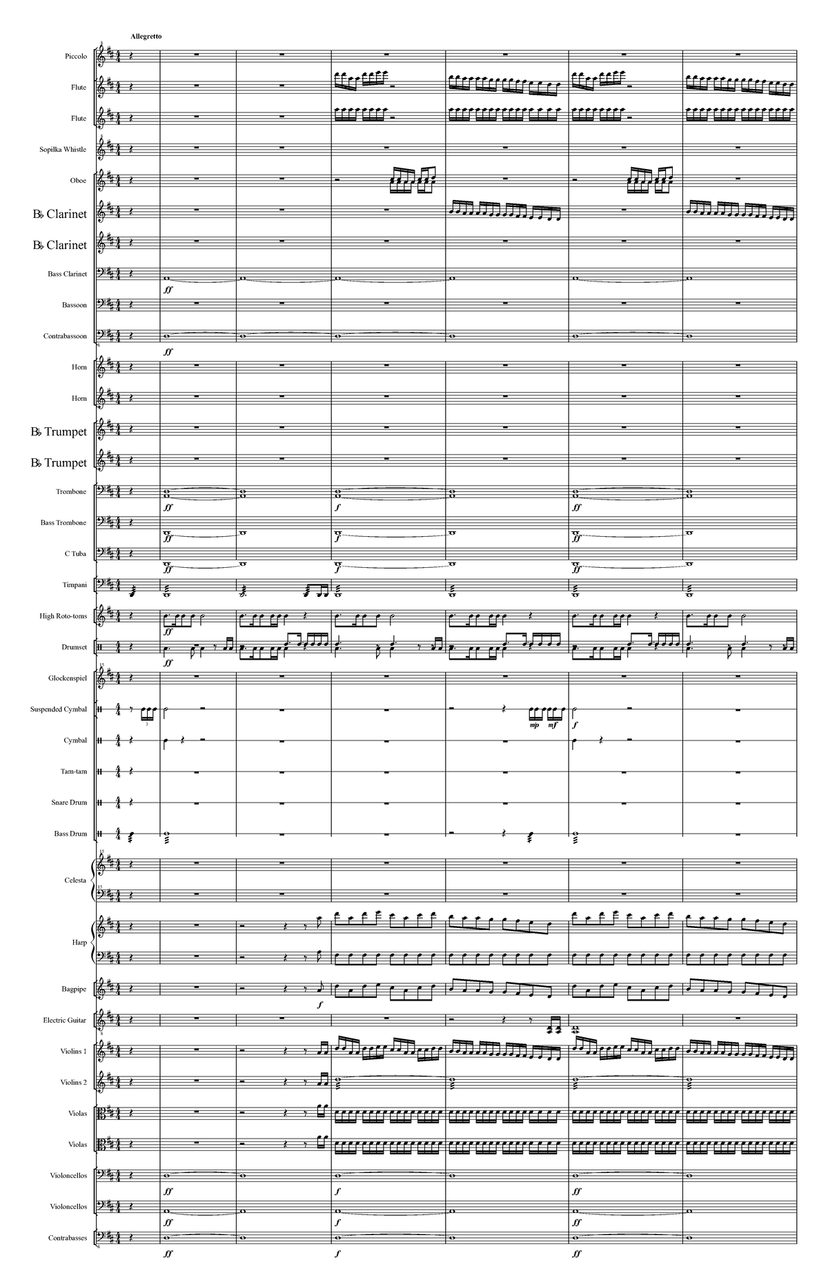 Test Drive From HTTYD, Full sheet music - Allegretto 3 3 3 f ff ff ff ...