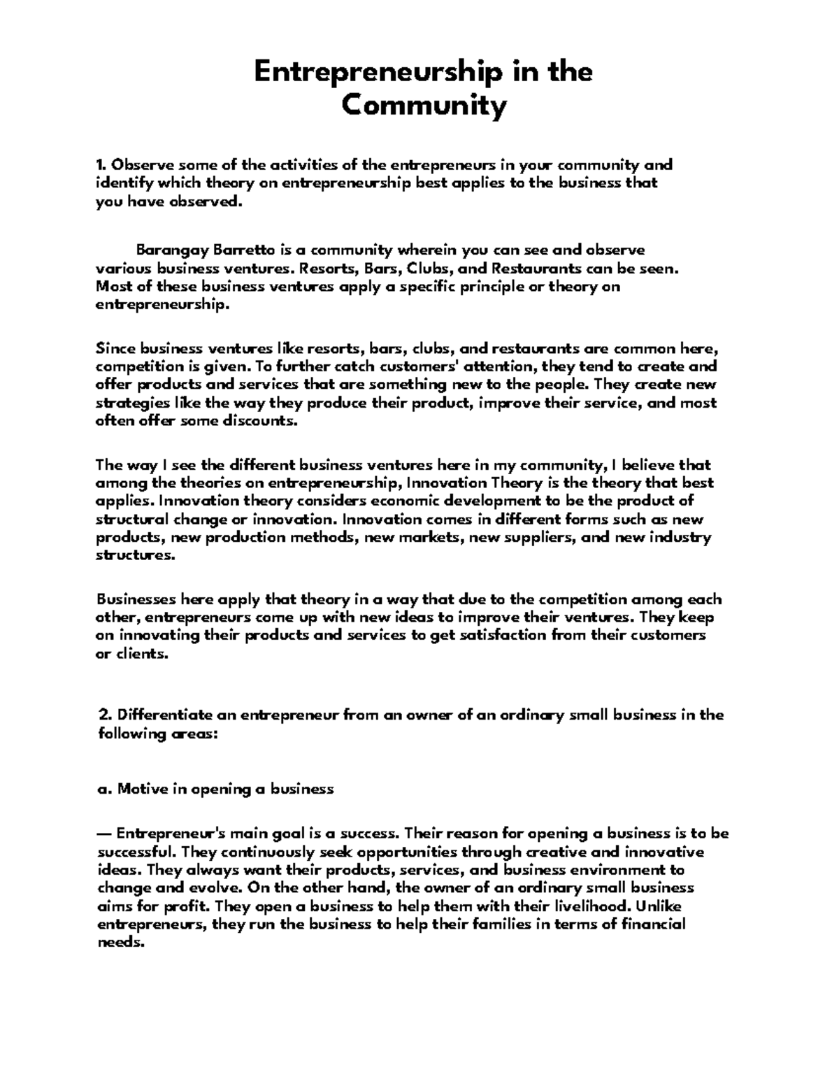 Entrepreneurship in the Community - Entrepreneurship in the Community ...