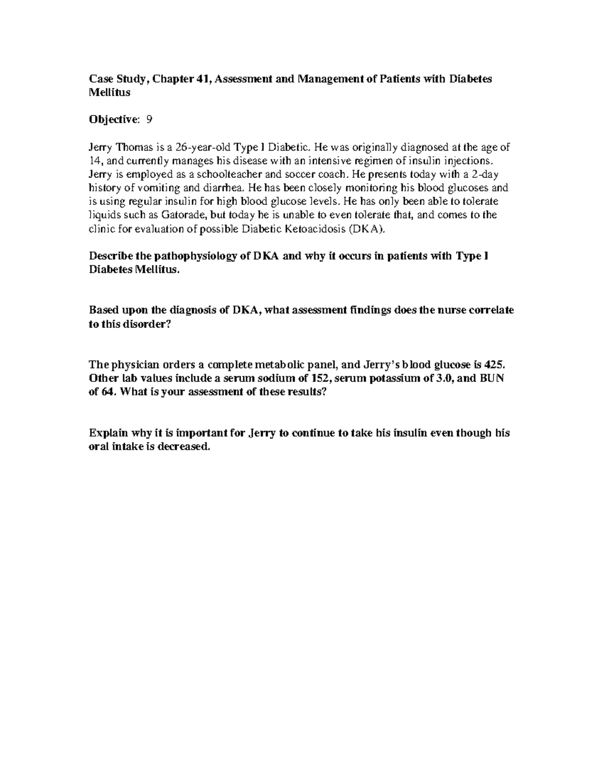 Casestudy 4 DKA for adults - Case Study, Chapter 41, Assessment and ...