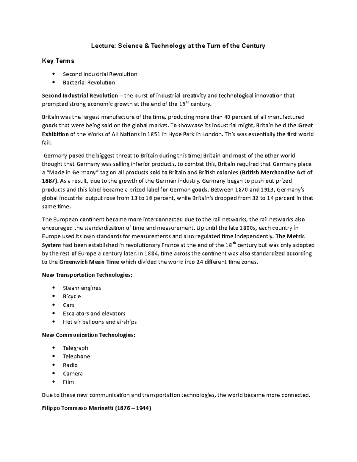 Science-Technology at the turn of the century - Lecture: Science ...