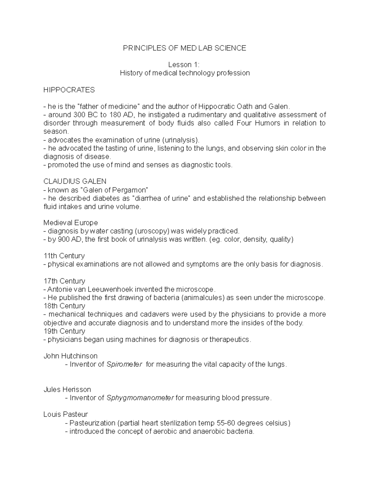 Lesson 1 - Transes for Principles of Medlab Science - PRINCIPLES OF MED ...