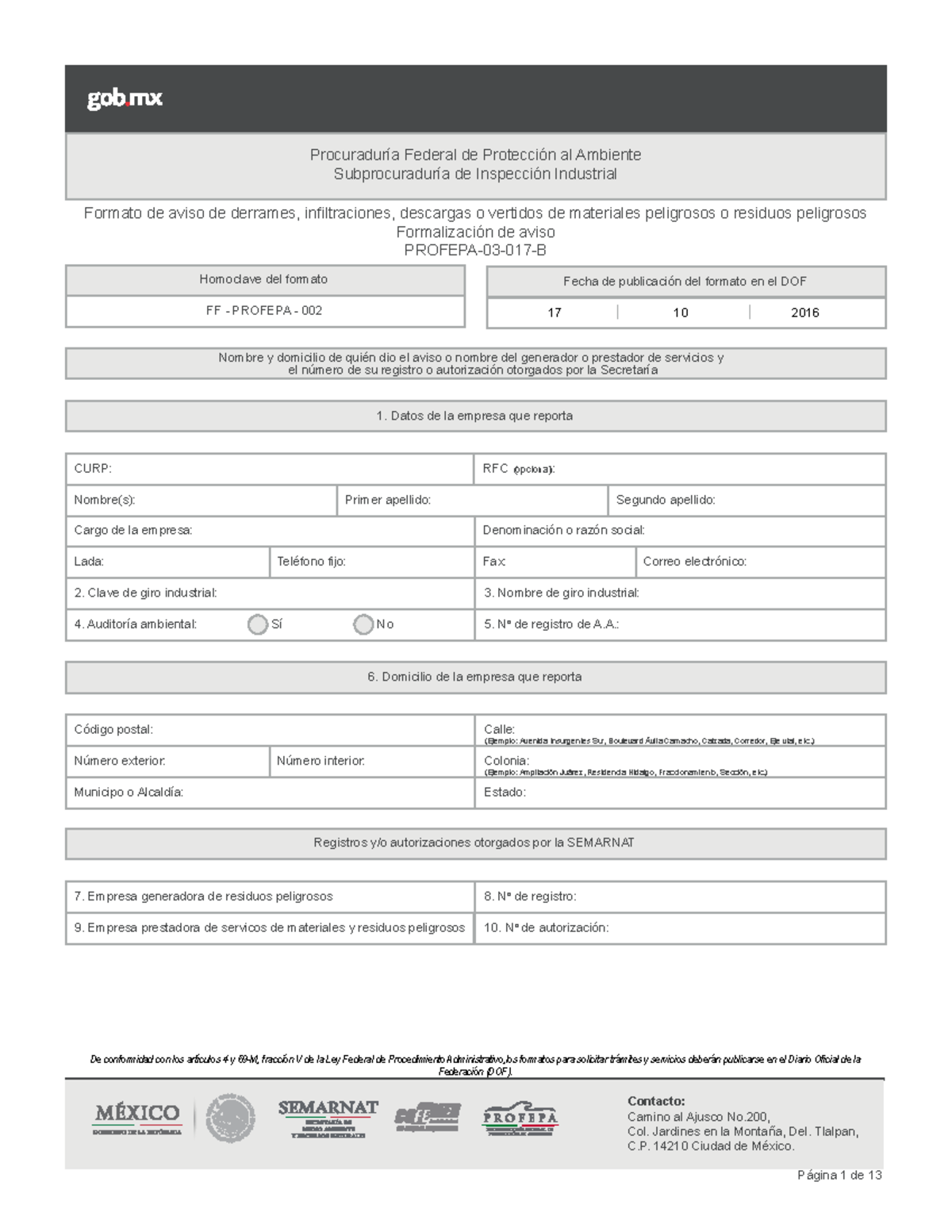 5 - SABER MAS - Fecha de publicación del formato en el DOF ...