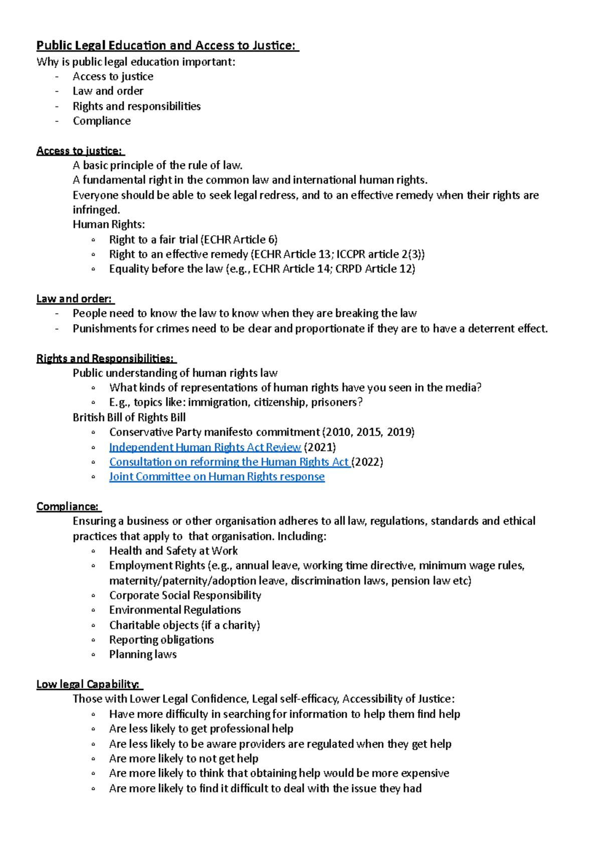 Notes - Public Legal Education and Access to Justice: Why is public ...