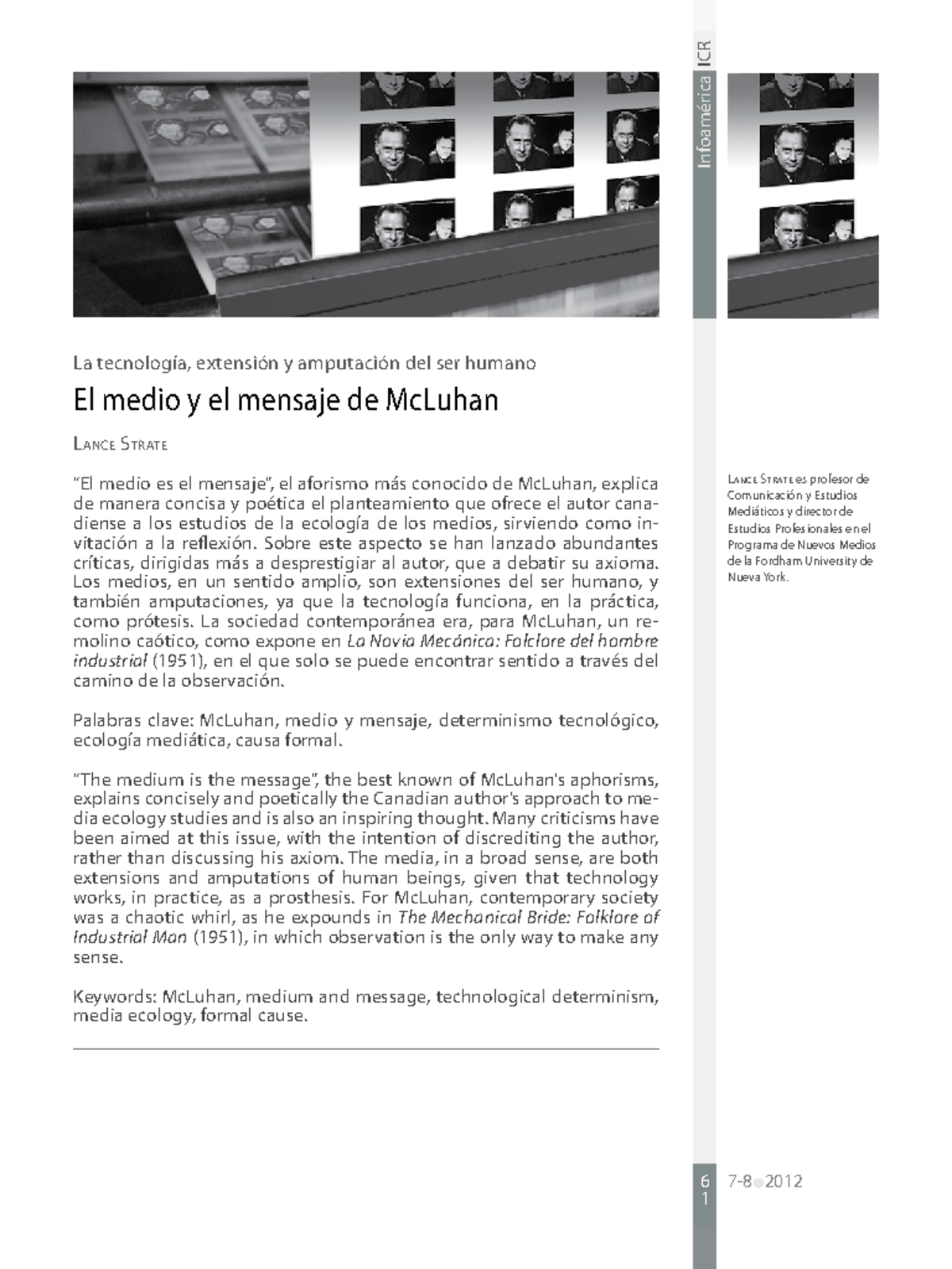 El medio y el mensaje de Mc Luhan Lance Strate - La tecnología ...