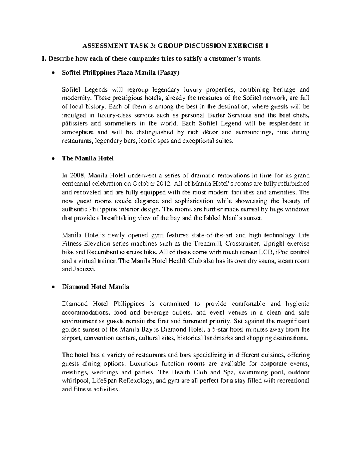 Assessment TASK 3 Group Discussion - ASSESSMENT TASK 3: GROUP ...