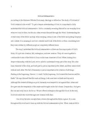 [Solved] BIBLICAL METANARRATIVE ESSAY ASSIGNMENT INSTRUCTIONS OVERVIEW ...