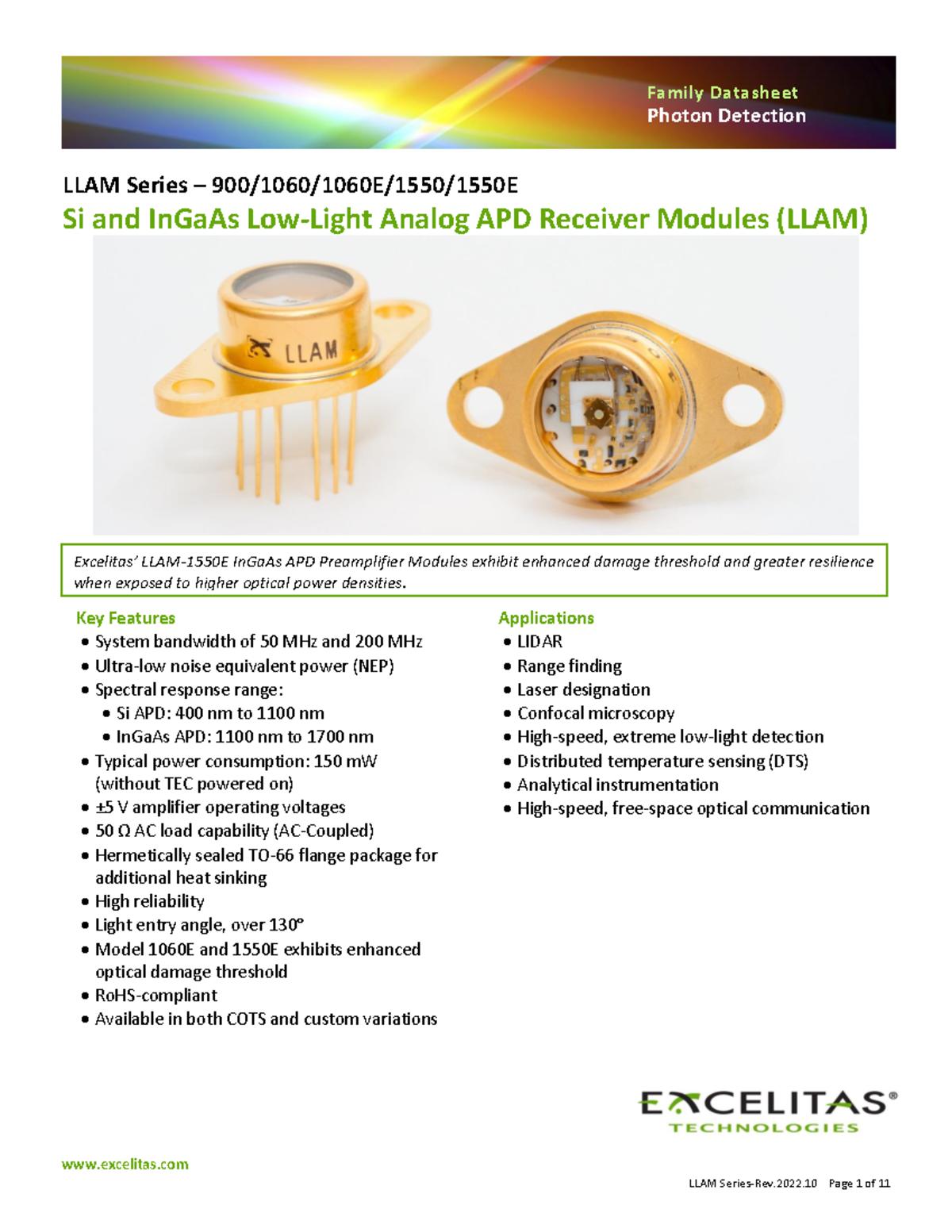Excelitas LLAM Series datasheet - excelitas LLAM Series-Rev. 10 Page 1 ...