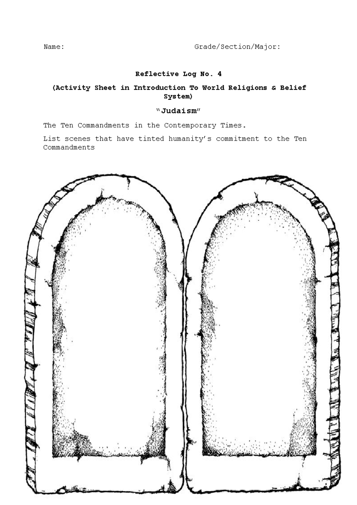 Reflective logs - Assignments - Reflective Log No. 4 (Activity Sheet in ...