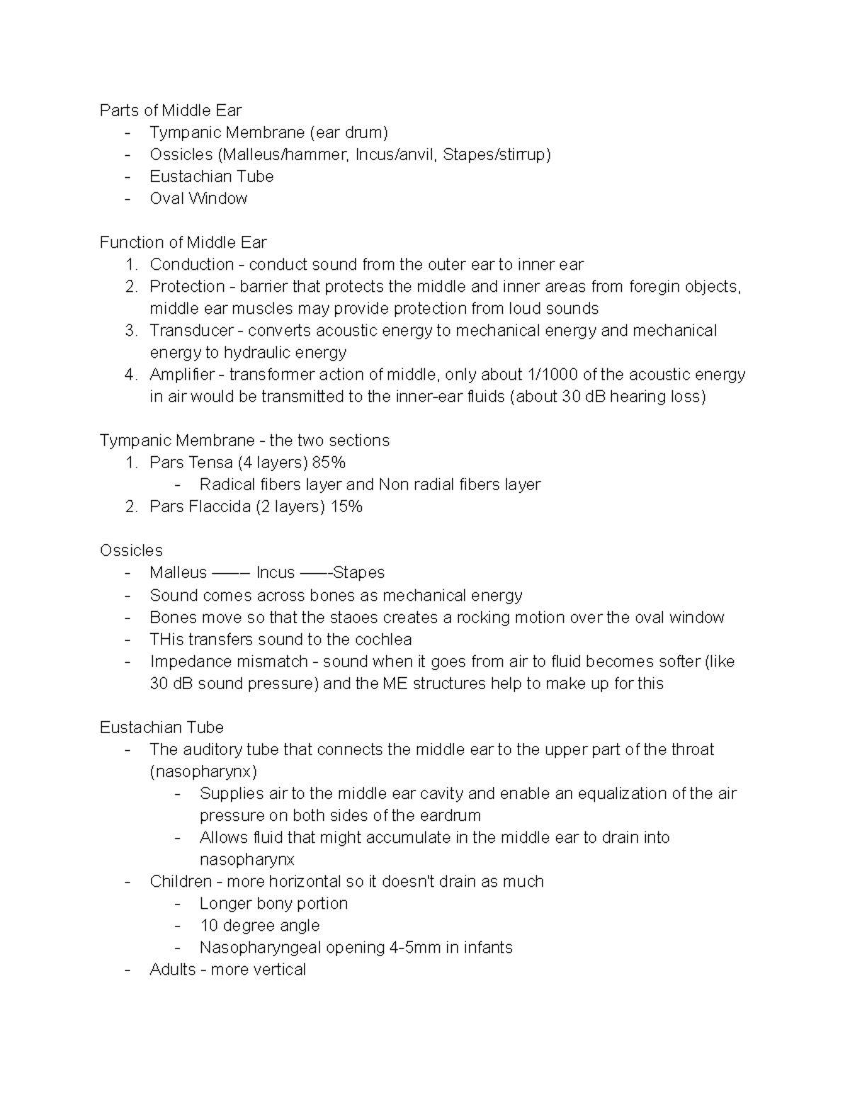 Foundations Of Audiometry The Middle Ear 2 Parts Of Middle Ear