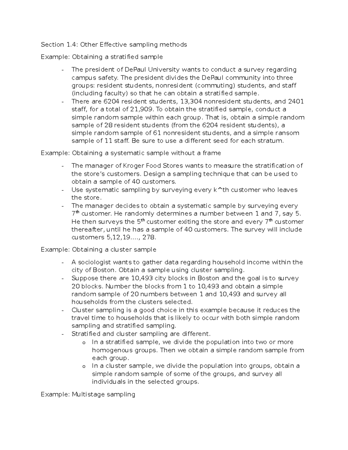 Chapter 1 Data Collection Section Notes - Math 16200 - Purdue - Studocu