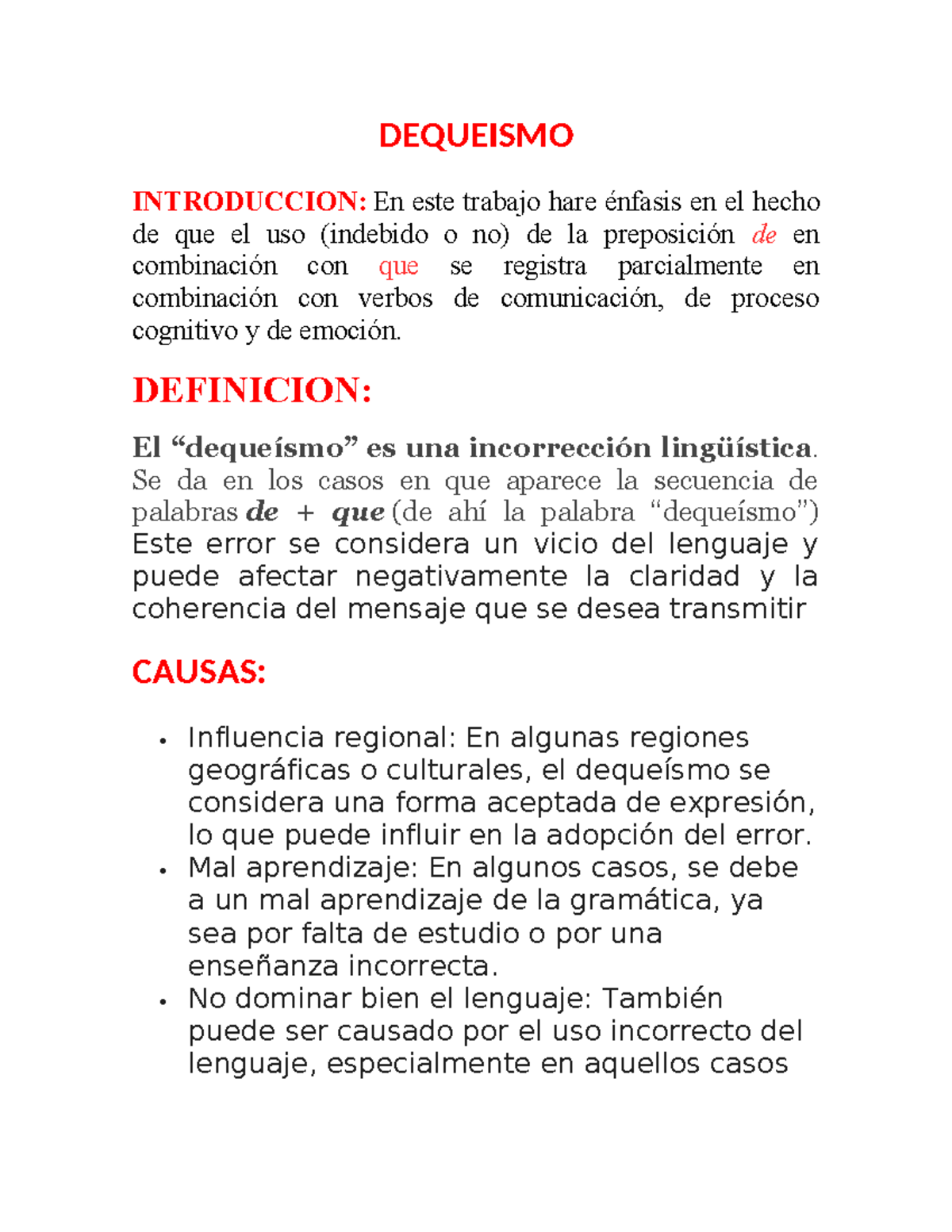 Dequeismo - Aymar - httbdrhhhhhhhn - DEQUEISMO INTRODUCCION: En este ...