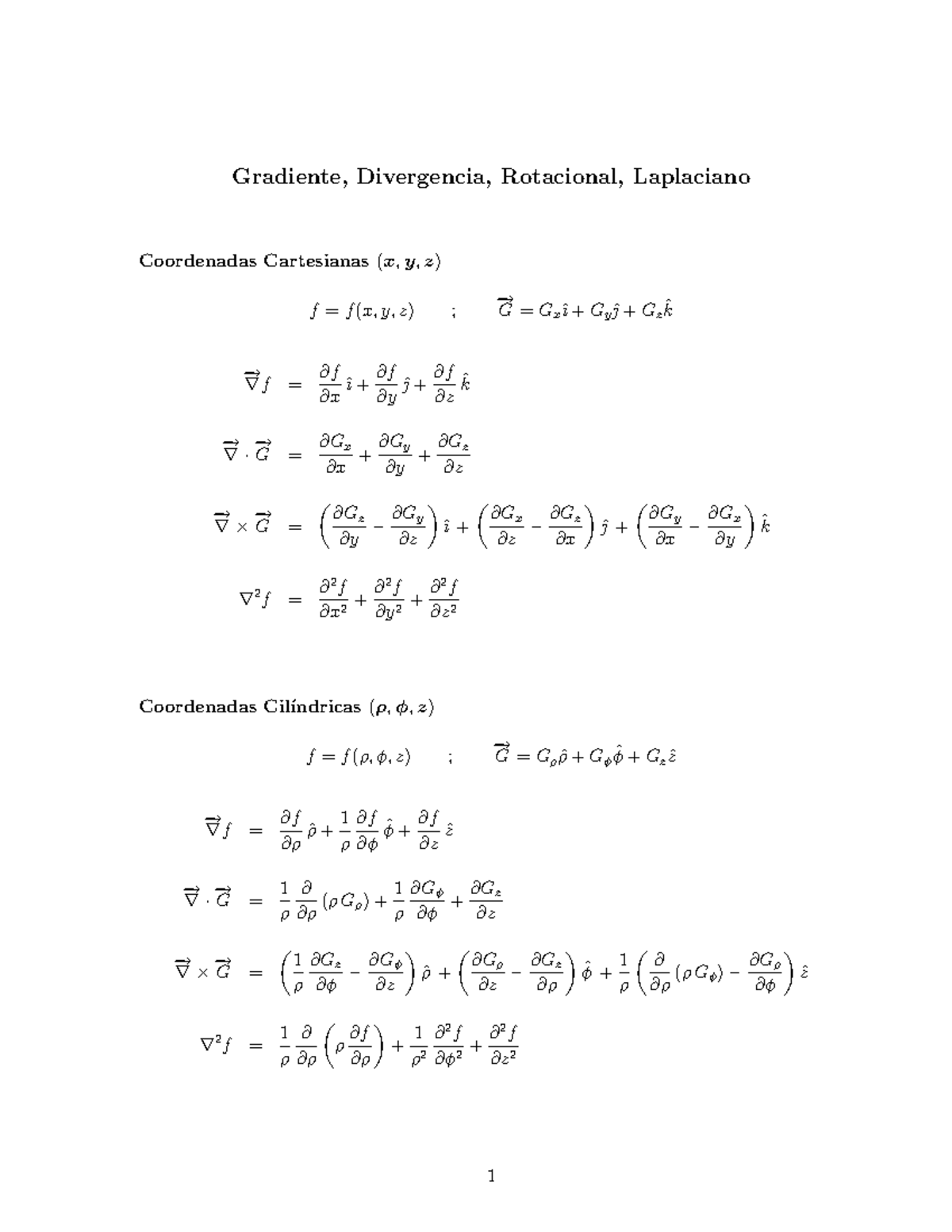 Gradiente Divergencia Rotacional Laplaciano - Gradiente, Divergencia ...