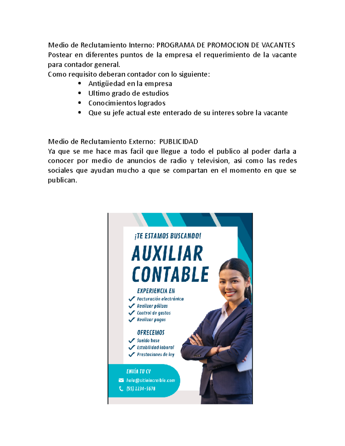 Reclutamiento Extenso - Medio de Reclutamiento Interno: PROGRAMA DE ...