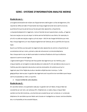 Serie Systeme d'information - SERIE EXERCICE DE SYSTEME D’INFORMATION Exercice 1 Compléter le ...