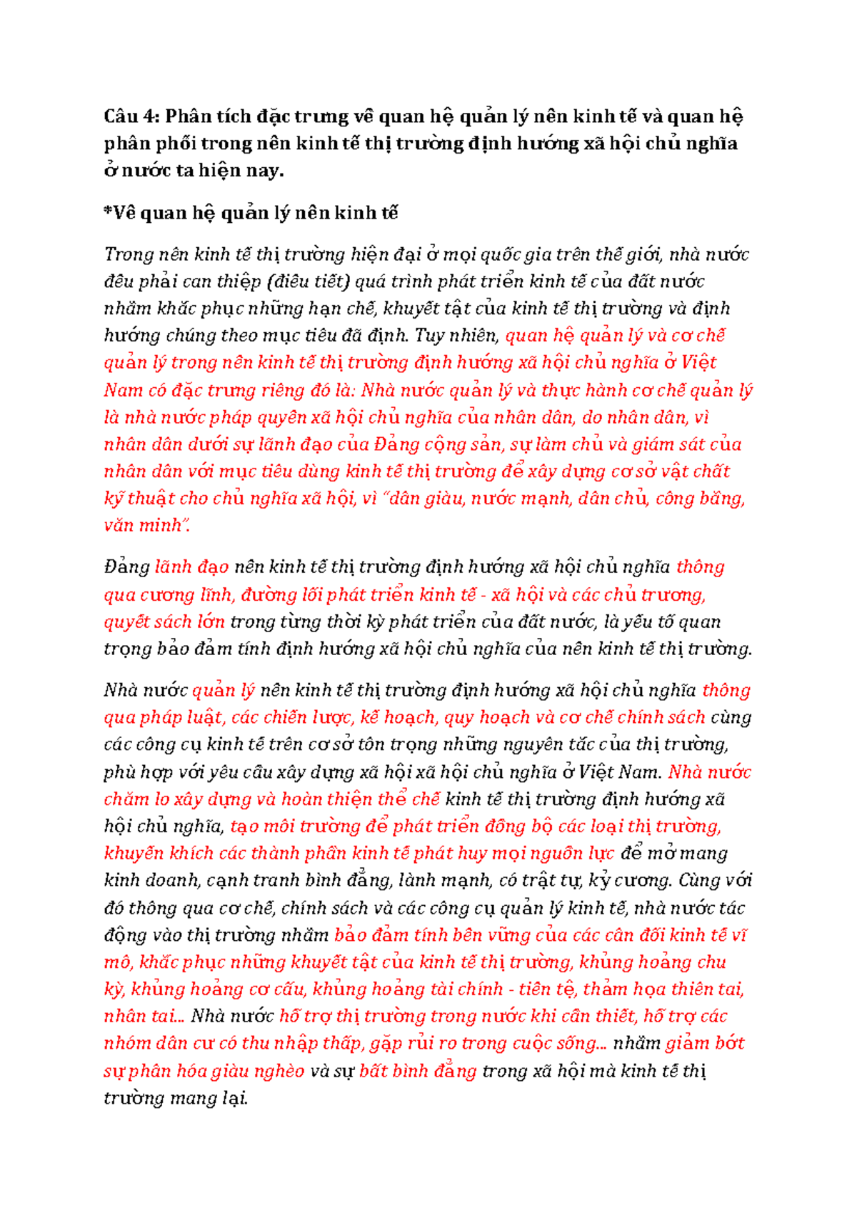 Câu4-Chuong 5 - sdadfs - Câu 4: Phân tích đ c tr ng vềề quan h qu n lý nềền kinh tềế và quan h ặ ...