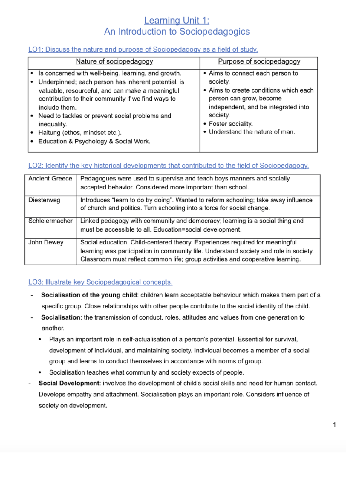 SOCE LU1 - 5 summaries - Summary of learning unit 1 to 5 - Learning ...
