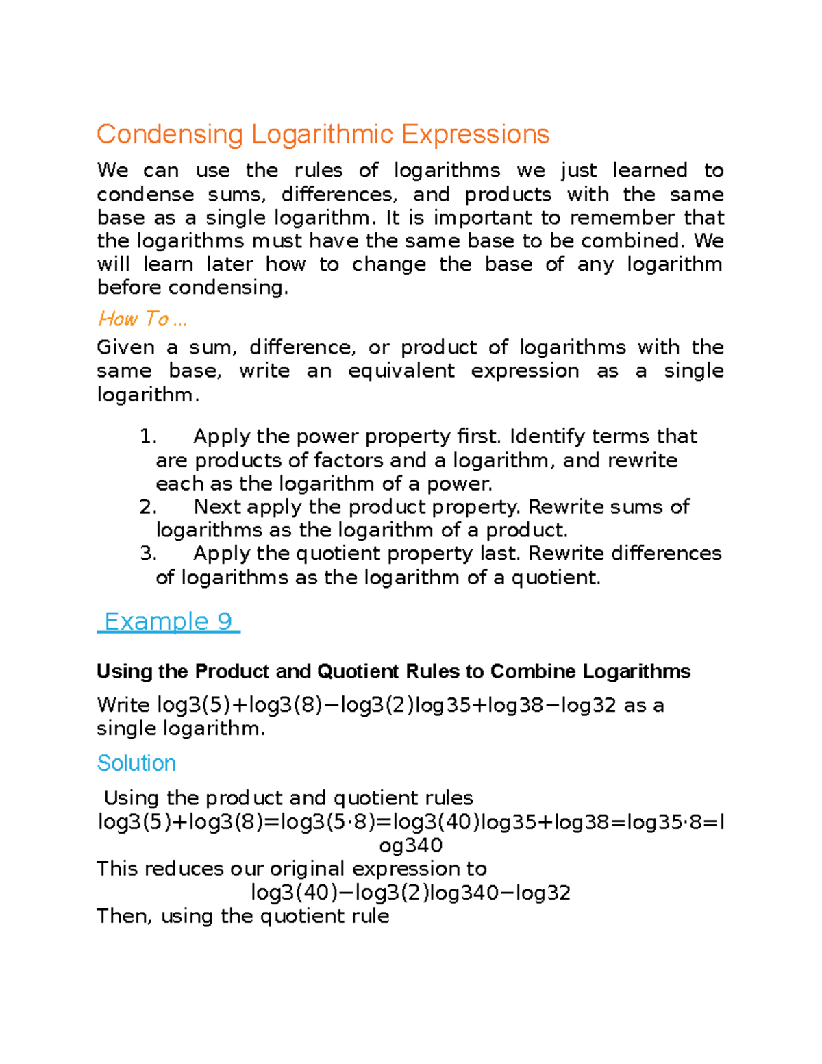 3-2 Reading and Participation Activities Logarithmic Properties 5 ...