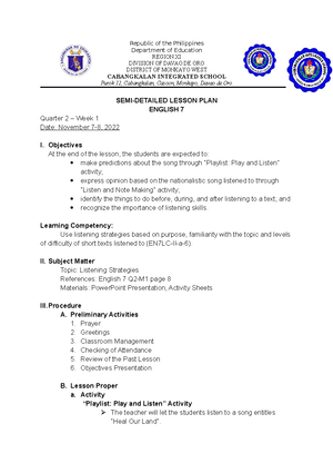 Analogy 7ES LP - Lesson Plan for Grade 7 - School: SCHOOL Section: 7 ...