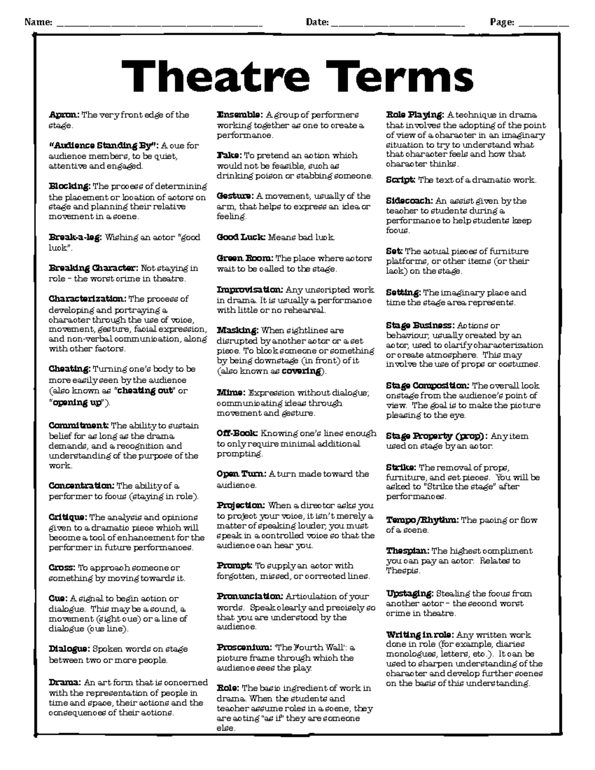 1 - Theatre Terms copy - very detailed - Apron: The very front edge of ...