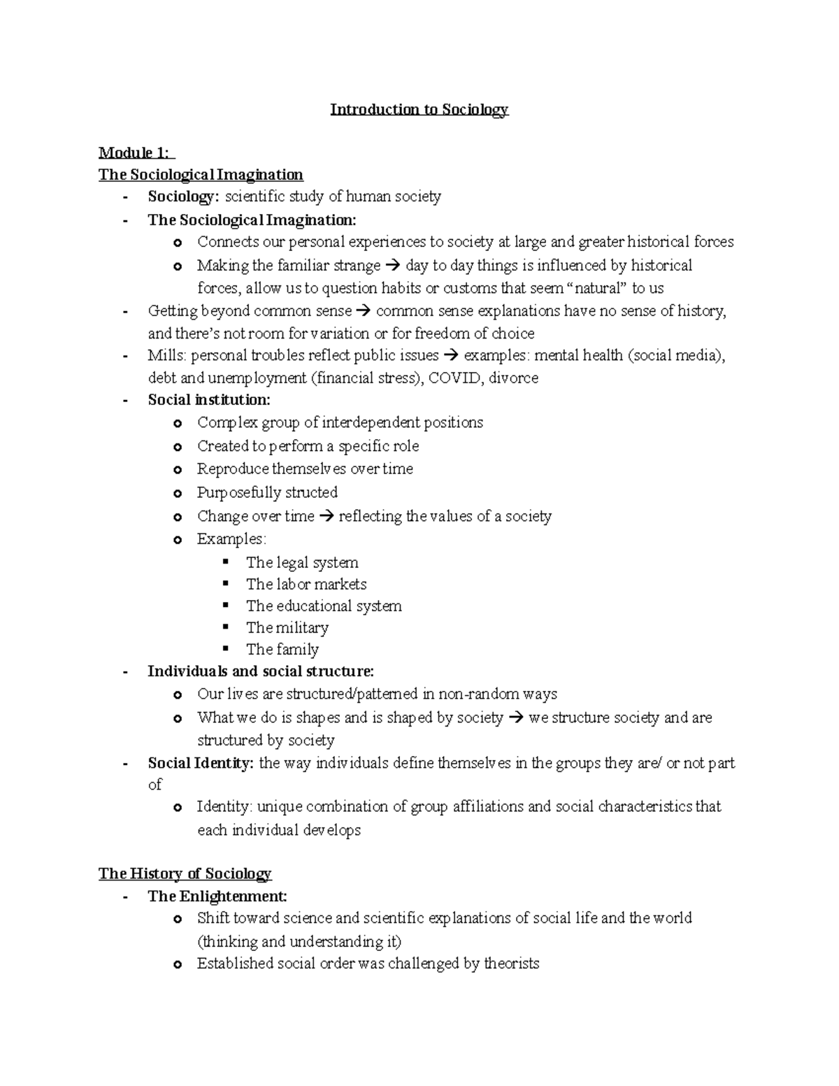 Chapter 1 - Lecture notes about The Sociological Imagination ...