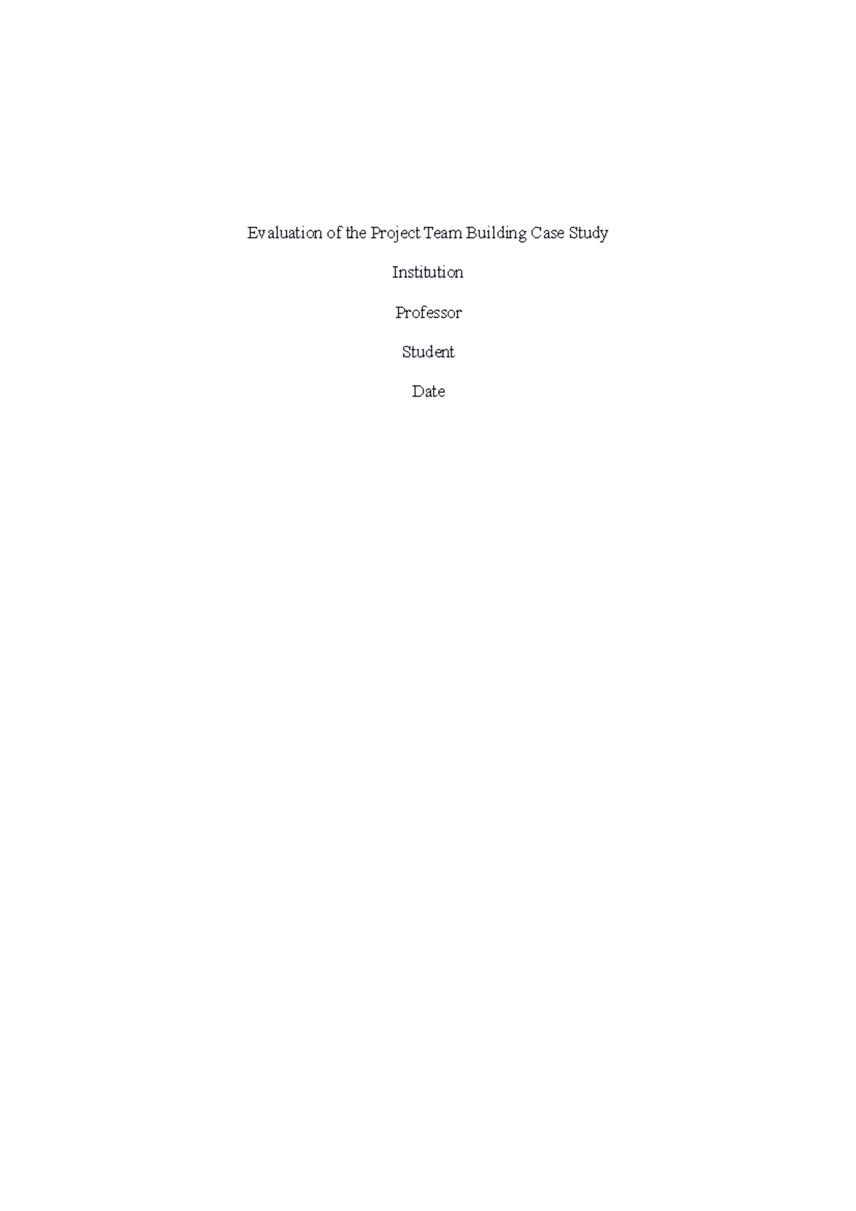 Evaluation of the project team building case study@@ - Bsc Mathematics ...