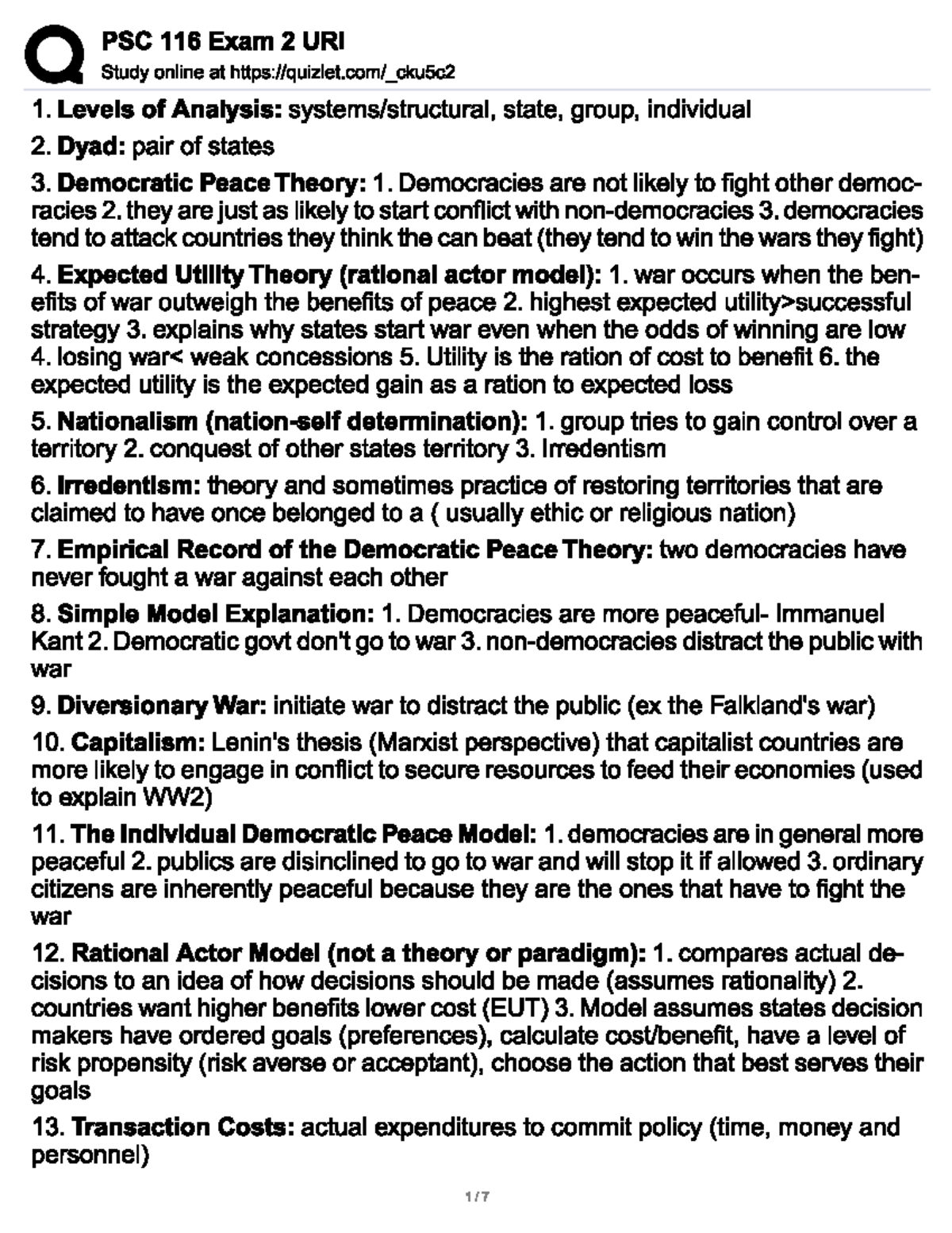 PSC 116 Exam 2 study guide - PSC 116G - Studocu