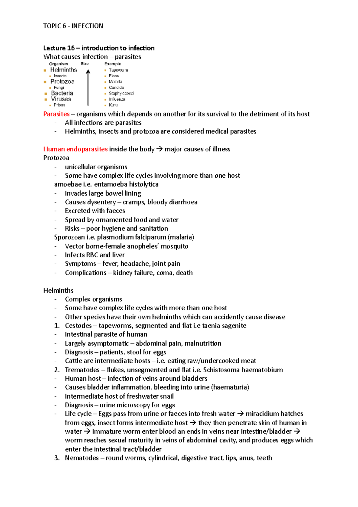 Topic 6 - Infection - IMS lecture notes - Lecture 16 – introduction to ...